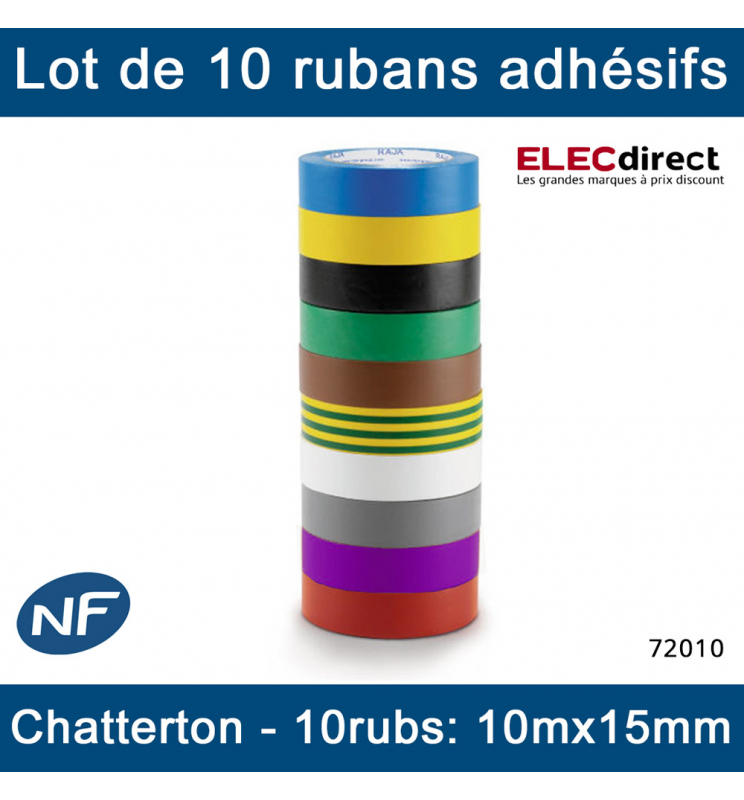 Eur'Ohm - Lot de 10 rubans isolants adhésifs - Couleurs panachés ...