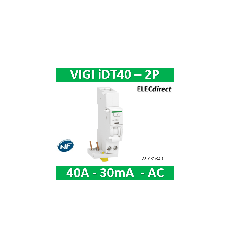 Schneider - Acti9 iDT40 - module différentiel Vigi - départ iDT40 - 1P ...