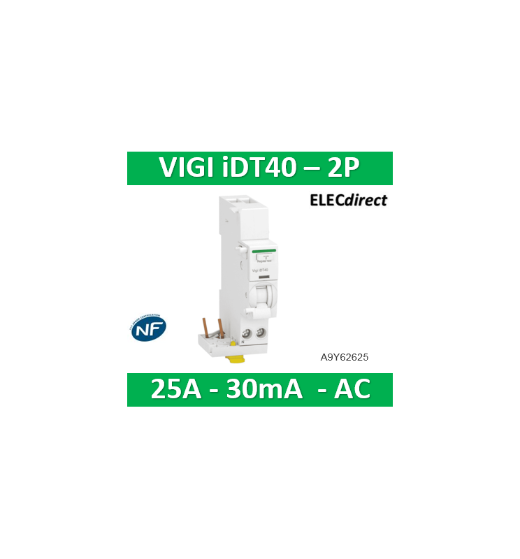 Schneider - Acti9 iDT40 - module différentiel Vigi - départ iDT40 - 1P ...