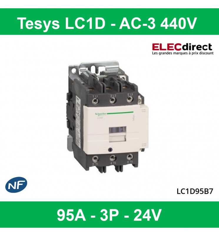 Schneider - TeSys LC1D - Contacteur 95A - 3P - Type AC-3 440V - Bobine ...