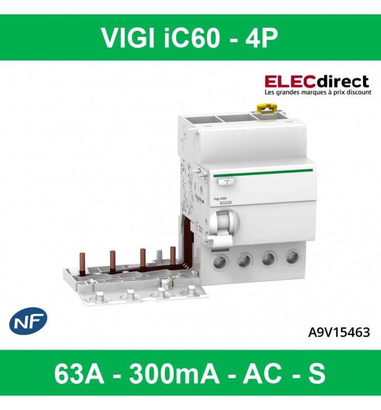Schneider - Acti9 - iC60N - Disjoncteur - 4P - 63A - 6kA - courbe C ...