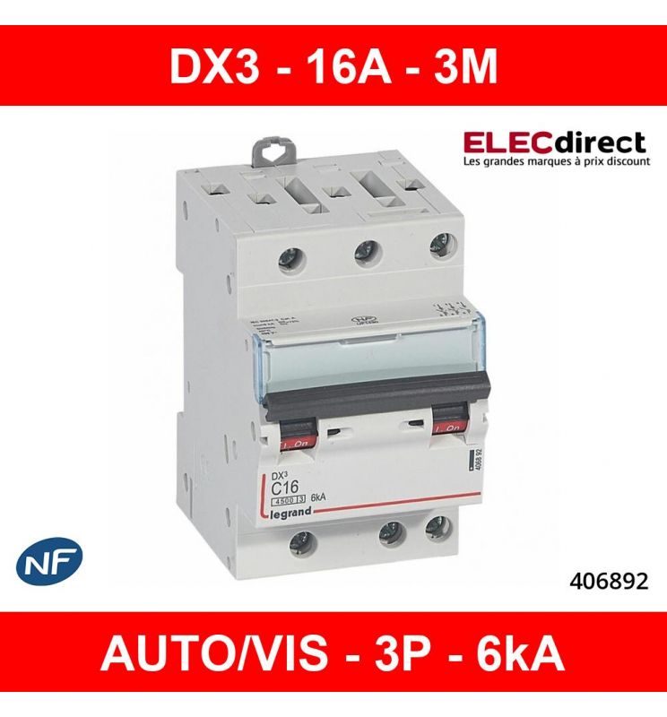 Legrand - Disjoncteur DX³10000 16kA arrivée haute et départ bas à vis 4P - 400V~ - 125A - courbe ...