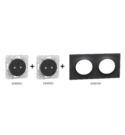 Schneider Odace - Double prise de courant affleurante Complète Noire ...