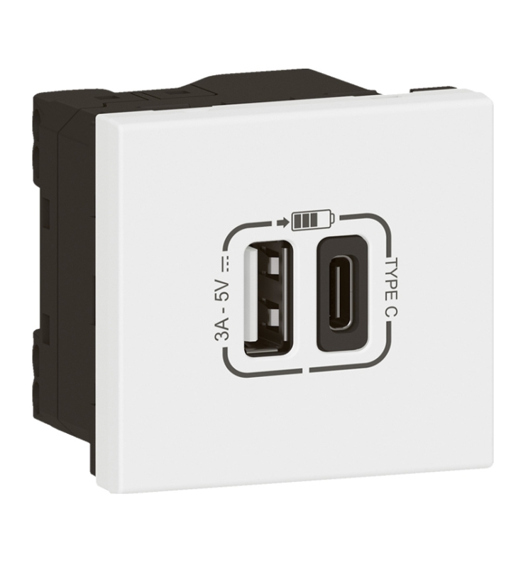 Legrand - Mosaic Link - Prise USB Type-A + USB Type-C - 3A - 15W - 2 ...