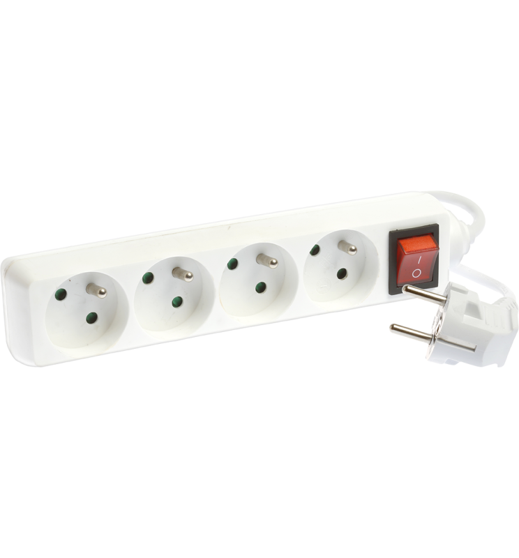 Eur'Ohm - Bloc multiprise avec interrupteur I/O - 4 Prises - Blanc ...