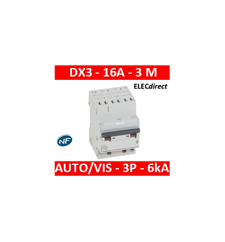 Legrand - Disjoncteur bipolaire DX3 10A - 10kA - courbe D - 408014 ...