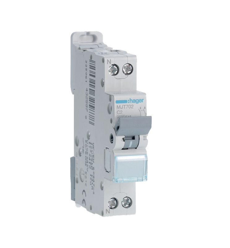 HAGER - Disjoncteur - 1P+N - 2A - VIS/VIS - Courbe C - 6KA - Réf : MJT702 - ELECdirect Vente ...