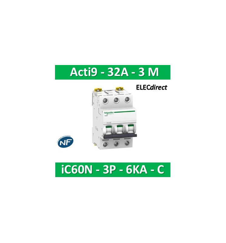 Schneider - Acti9 - iC60N - Disjoncteur - 3P - 32A - 6kA - courbe C ...