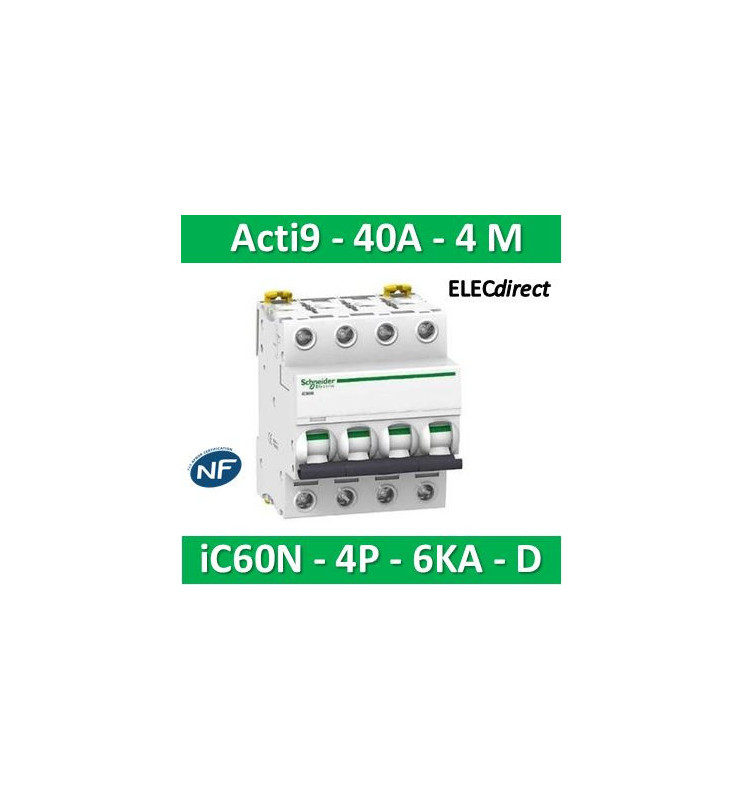 Schneider - Acti9 - iC60 - Bloc différentiel Vigi - 4P - 40A - 30mA - type A Si - 230-240/400 ...