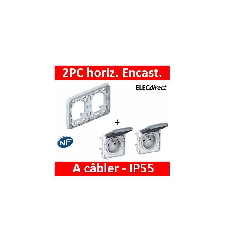 Legrand Plexo - Double PC 2P+T 16A 230V encast. - horizontal - IP55 ...