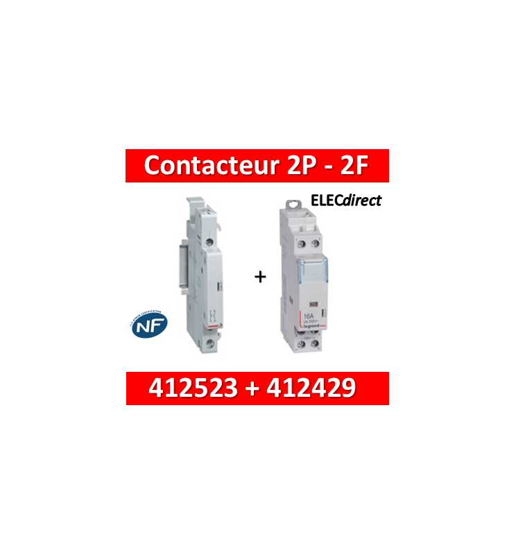 Legrand - Contacteur de puissance bipolaire bobine 230V - 25A - 2F - 412523 - ELECdirect Vente ...
