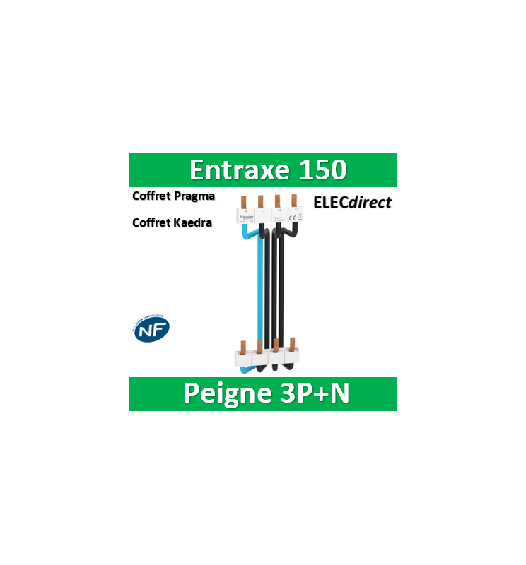 Schneider - Resi9 XP - peigne vertical 3P+N - entraxe 150mm - câbles ...