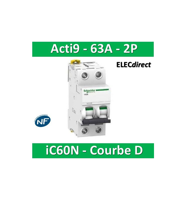 Schneider Acti9 iDT40N - disjoncteur modulaire - 4P - 63A - courbe C - 6000A/10kA A9P24463 ...
