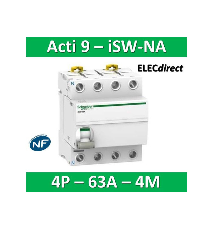 Schneider - Interrupteur-sectionneur 63A à déclenchement 3P+N - Acti9 ...
