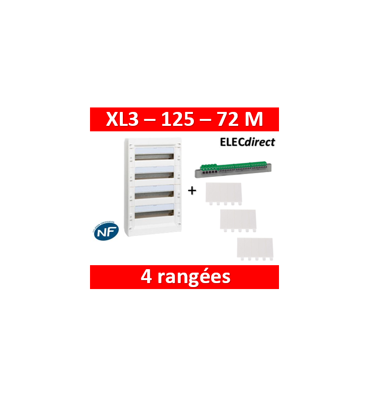 Legrand - Coffret de distribution 72 modules - 4R de 18M + porte - XL3 ...