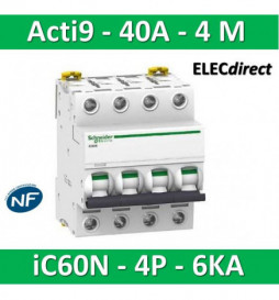 Schneider - Disjoncteur Acti9 - iC60N - 4P - 40A - 6kA - courbe C - A9F77440 - ELECdirect Vente ...