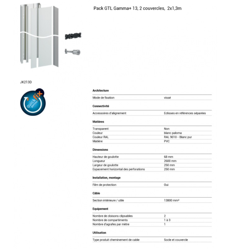 Goulotte GTL et accessoires Hager - ELECdirect Vente Matériel Électrique