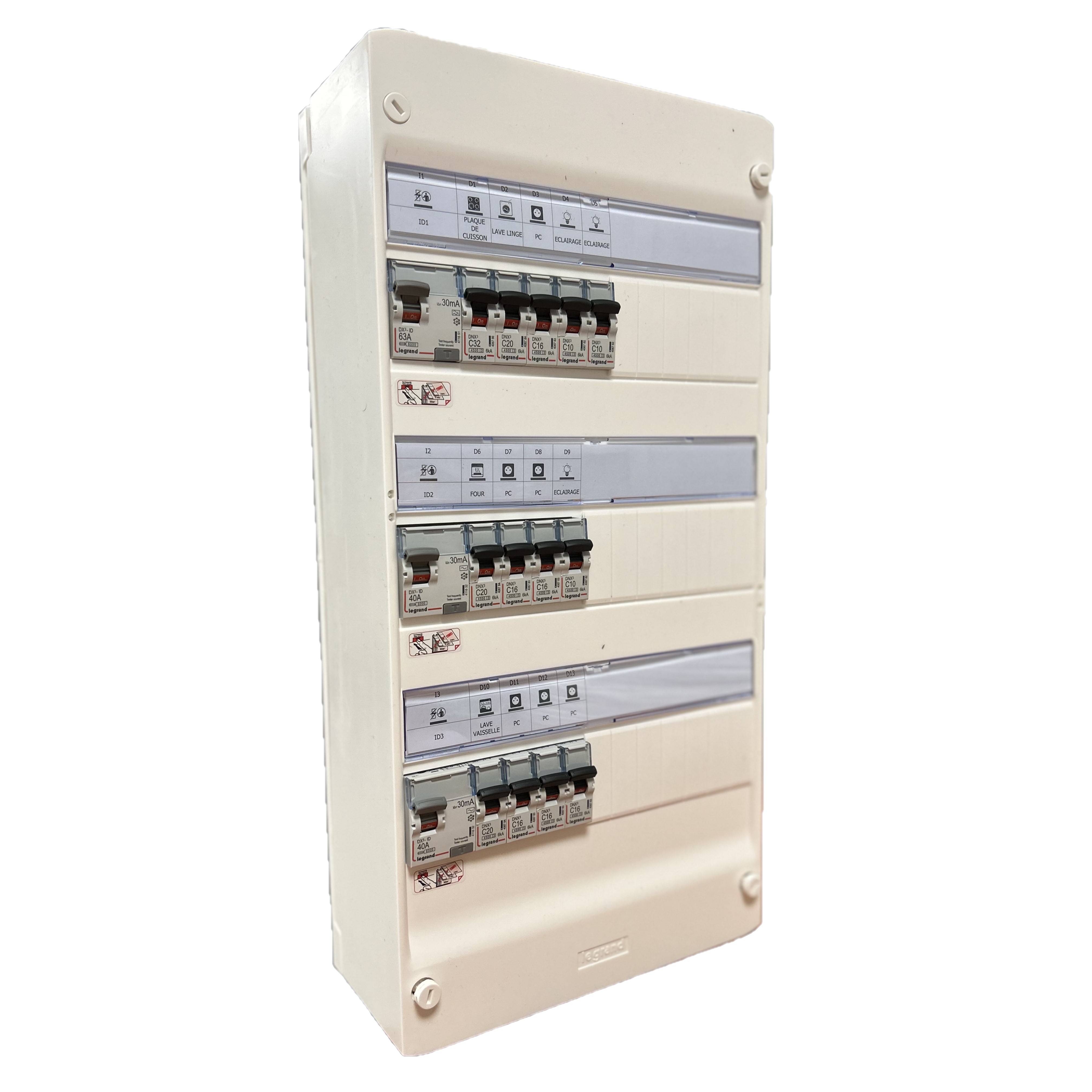 Legrand - Tableau électrique précâblé 2ID 63A 1ID 40A pour T3 - Drivia ...